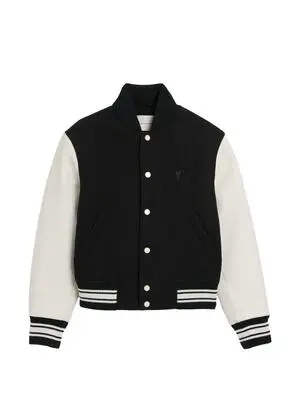 AMI Paris Wool And Leather Bomber Jacket - Multicolor