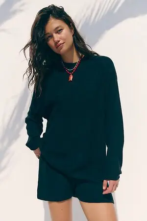 Free People Malibu Surf Solid Sweater Set - Black