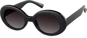 Zenni Oversized Oval Sunglasses Plastic Full Rim Frame - Black