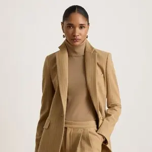 Ralph Lauren Pinstripe Wool-blend Twill Blazer - Tan Multi