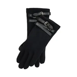 Ralph Lauren Lambskin-trim Wool-blend Tech Gloves - Black