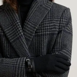 Ralph Lauren Lambskin-trim Wool-blend Tech Gloves - Black