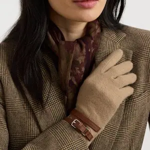 Ralph Lauren Lambskin-trim Wool-blend Tech Gloves - Cuoio