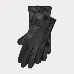 Ralph Lauren Bow-trim Sheepskin Gloves - Black