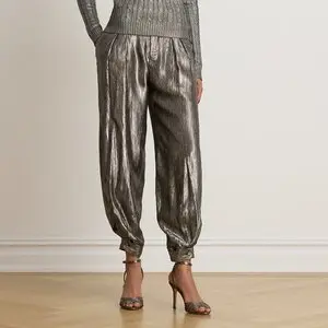Ralph Lauren Paisley Metallic Crinkle Jogger Pant - Grey Multi