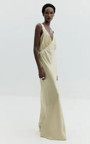 DE LA VALI Lucerina Silk-blend Maxi Dress - Olive