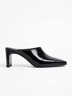 HOUSE OF DAGMAR Heeled Mule Patent - Black