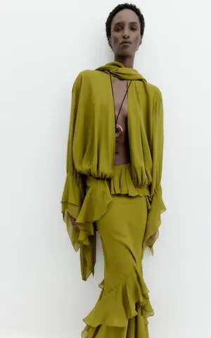 DE LA VALI Ambrose High-neck Top - Green