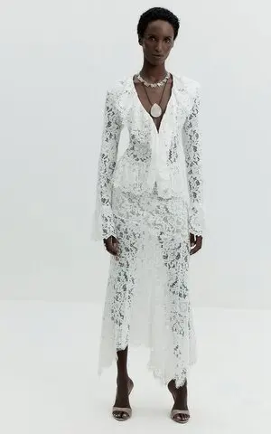 DE LA VALI Karo Cotton-blend Lace Midi Skirt - Ivory