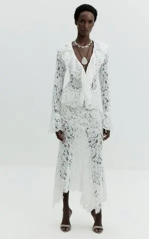 DE LA VALI Karo Cotton-blend Lace Midi Skirt - Ivory