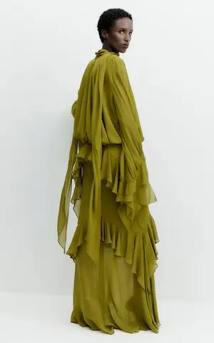 DE LA VALI Isela Fishtail Maxi Skirt