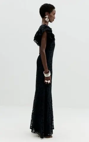 DE LA VALI Rosalia Cotton-blend Lace Maxi Dress - Black