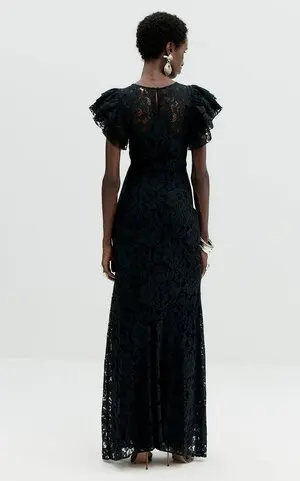 DE LA VALI Rosalia Cotton-blend Lace Maxi Dress - Black