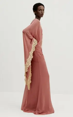 DE LA VALI Mirabel Low-neck Lace Batwing Maxi Dress