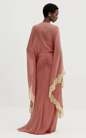 DE LA VALI Mirabel Low-neck Lace Batwing Maxi Dress
