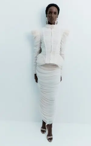 DE LA VALI Thalassa Gathered Tulle Maxi Skirt - Ivory