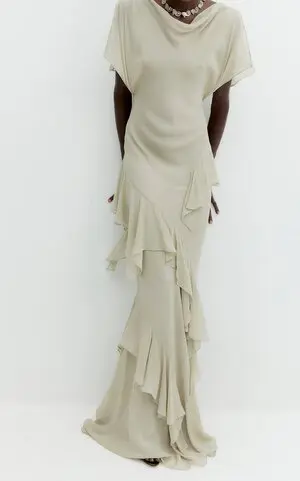 DE LA VALI Cassara Ruffled Maxi Dress
