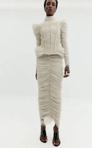 DE LA VALI Lorencia High-neck Gathered Jacket - Neutral