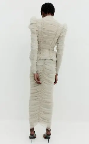 DE LA VALI Lorencia High-neck Gathered Jacket - Neutral