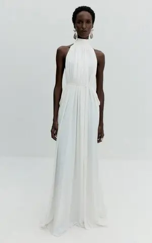 DE LA VALI Luminara High-neck Maxi Dress - Ivory