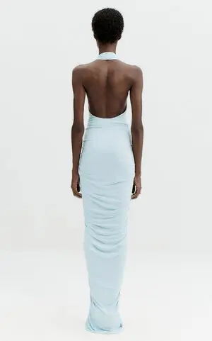DE LA VALI Elaria Halter Neck Maxi Dress
