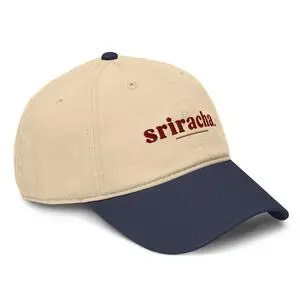ANCHOR & CREW Neutrals / Natural & Navy Sriracha Slogan Cotton Embroidered Cap - Blue