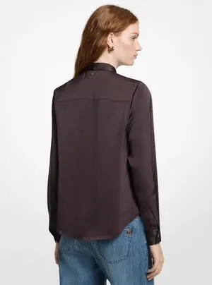 Michael Kors Satin Tie-neck Blouse In Size By