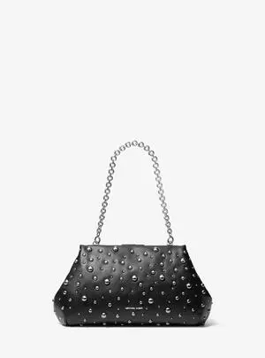 Michael Kors Goldie Large Studded Leather Clutch In By