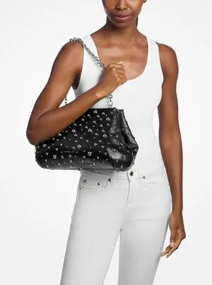 Michael Kors Goldie Large Studded Leather Clutch In By