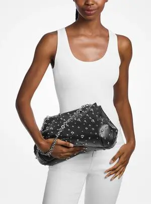 Michael Kors Goldie Large Studded Leather Clutch In By