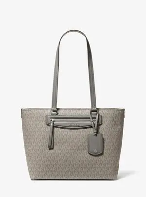 Michael Kors Jet Set Travel Medium Signature Logo Tote Bag In By - Brown