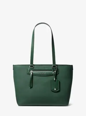 Michael Kors Jet Set Travel Medium Pebbled Leather Tote Bag In By - Green