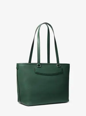 Michael Kors Jet Set Travel Medium Pebbled Leather Tote Bag In By - Green