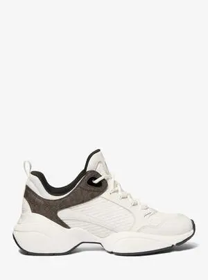 Michael Kors Bowie Mesh And Signature Logo Trainer In Size By