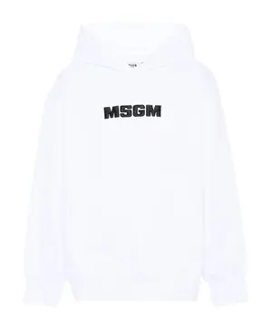 MSGM Logo-embroidered Hoodie - White
