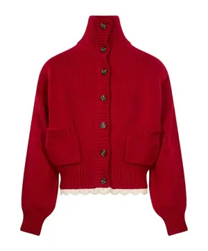 Magda Butrym Cinched Lace Trim Cardigan
