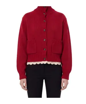 Magda Butrym Cinched Lace Trim Cardigan
