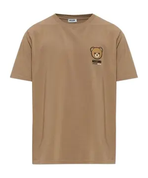 Moschino Bear-printed Short Sleeved T-shirt - Beige