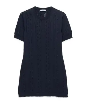 Prada Openwork Cotton Mini-dress - Navy