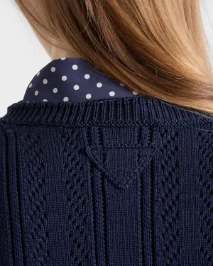 Prada Openwork Cotton Mini-dress - Navy