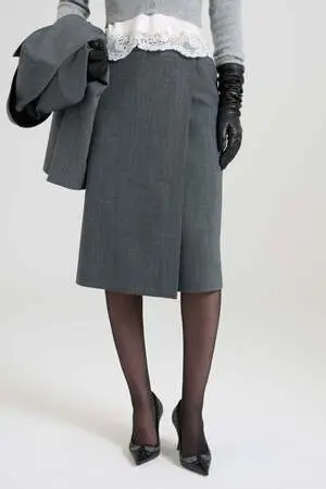 Ermanno Scervino Herringbone-pattern Wrap Midi Skirt