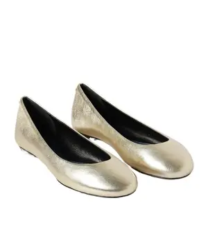 LANVIN Metallic-finish Leather Ballet Flats