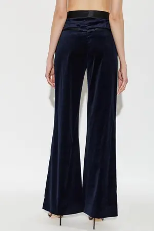 Victoria Beckham High-rise Velvet Pants - Navy Blue