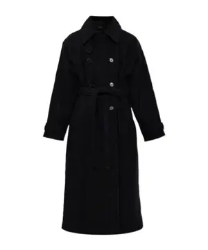 A.p.c. Lea Belted Double-breasted Coat - Black
