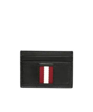 Bally Stripe Leather Cardholder - Black