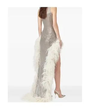 Giuseppe Di Morabito Feather Trim Embellished Dress