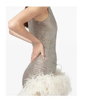 Giuseppe Di Morabito Feather Trim Embellished Dress