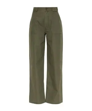 ANINE BING Patch-pocket Cotton Trousers - Green