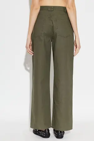 ANINE BING Patch-pocket Cotton Trousers - Green