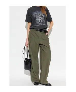ANINE BING Patch-pocket Cotton Trousers - Green